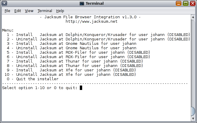 Tutorial: Integration von Jacksum in Gnome Nautilus